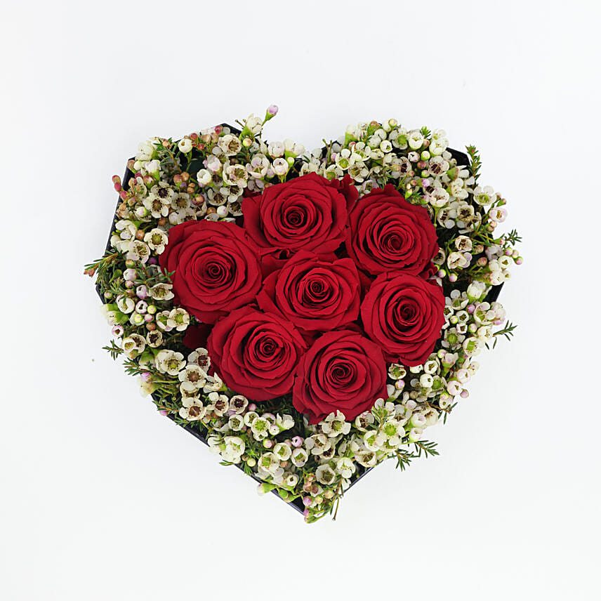 Online Forever Roses in Heart Shape Box Gift Delivery in UAE - FNP