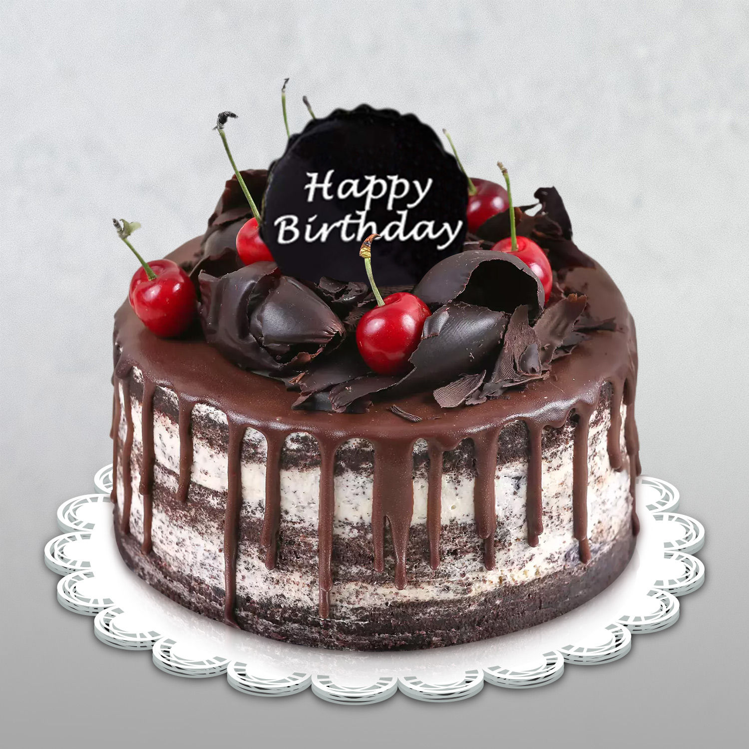 Online Happy Birthday Delicate Black Forest Cake 1 Kg Gift Delivery in ...