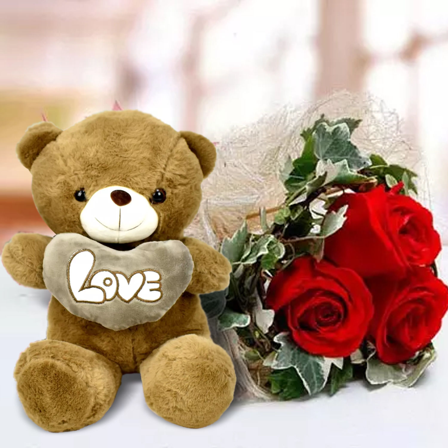 Online Red rose and Teddy Bear Combo Gift Delivery in UAE - FNP